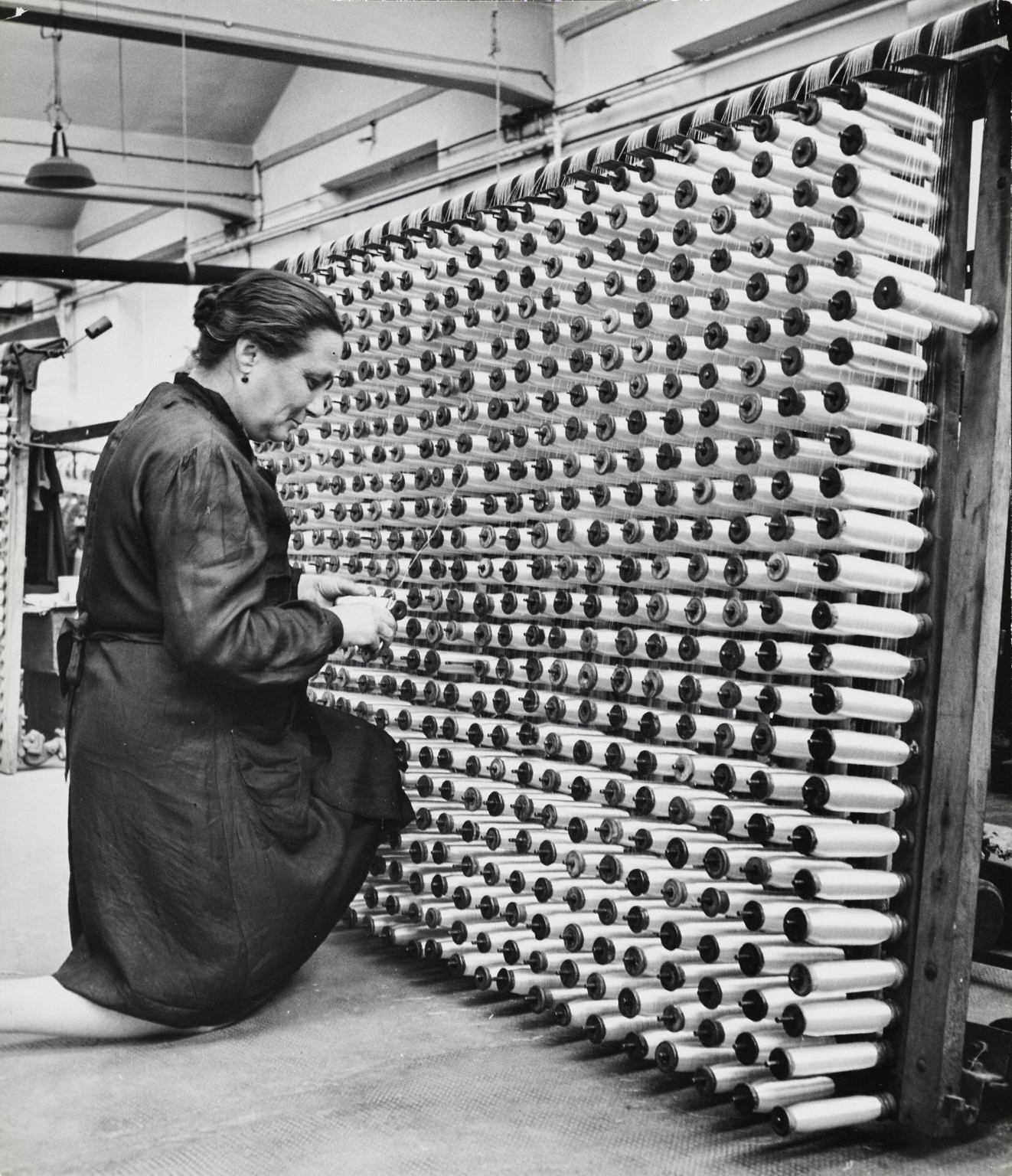 Worker Handling Winding Machine in Rayon Section of Spool Room at ...