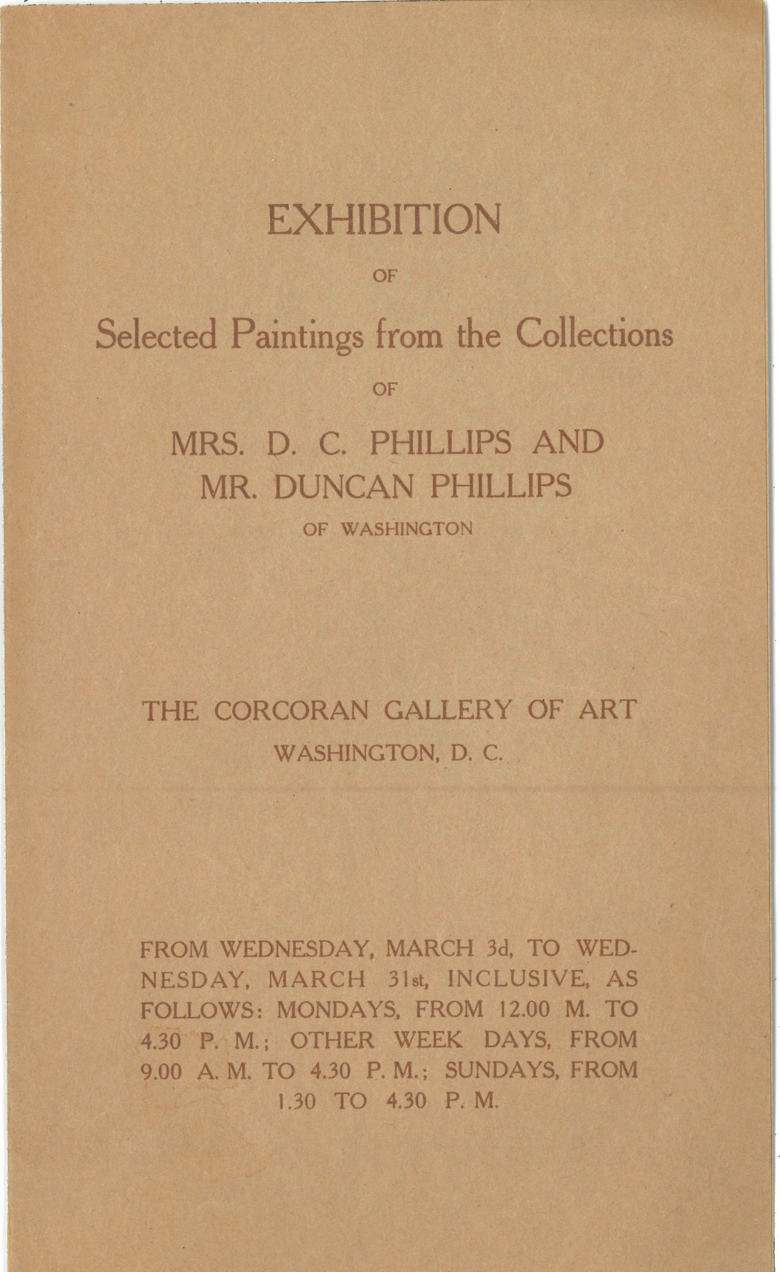 Duncan Phillips and Washington Collections in the 1920s | The Phillips ...